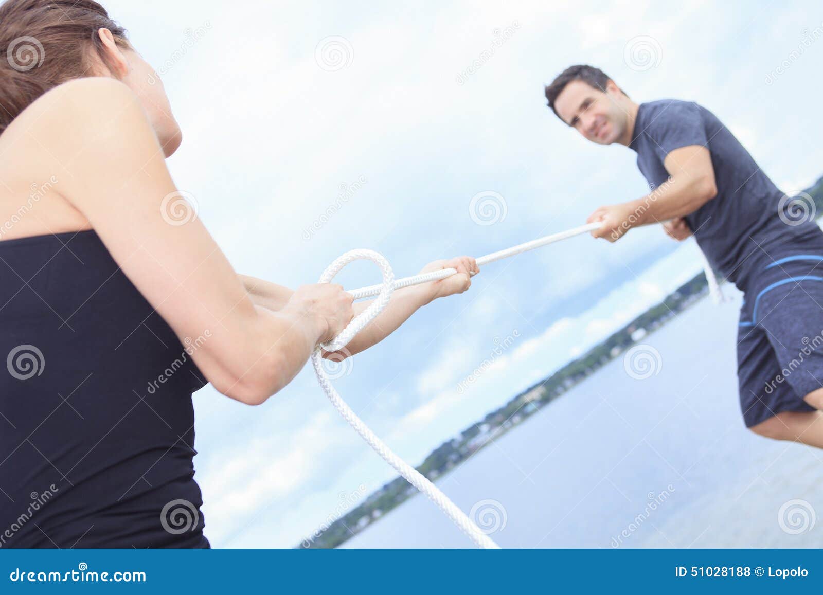 Couple Play Tug-of-war with Rope Stock Photo - Image of chinese ...