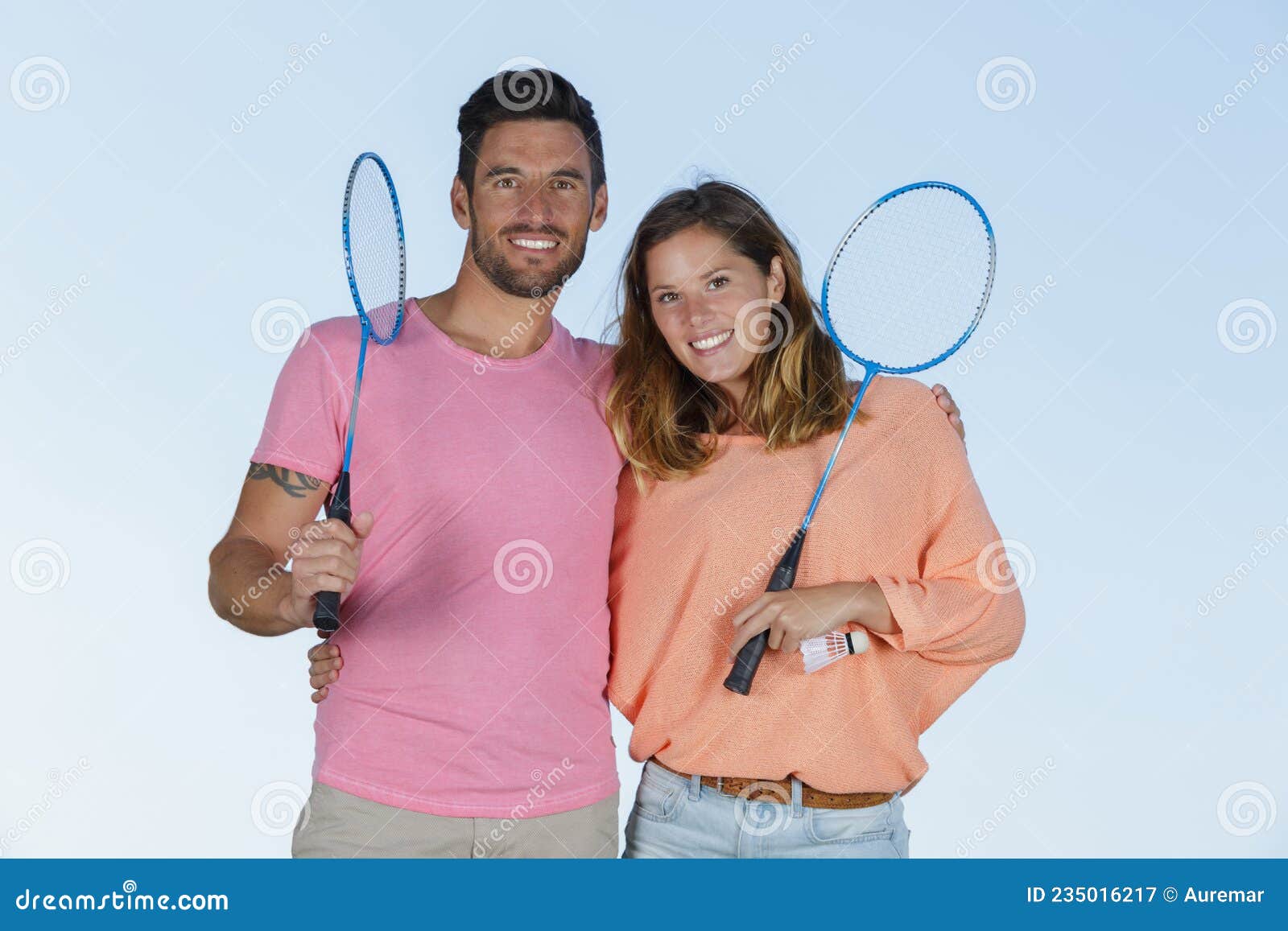 Couple after Playing Badminton Outdoors Stock Image - Image of ...