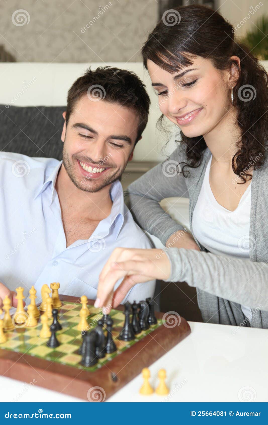 Couple playing chess stock image. Image of play, playing - 25664081
