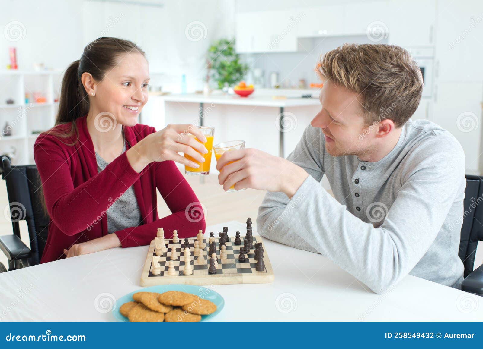 Couple playing chess stock photo. Image of looking, caucasian - 258549432