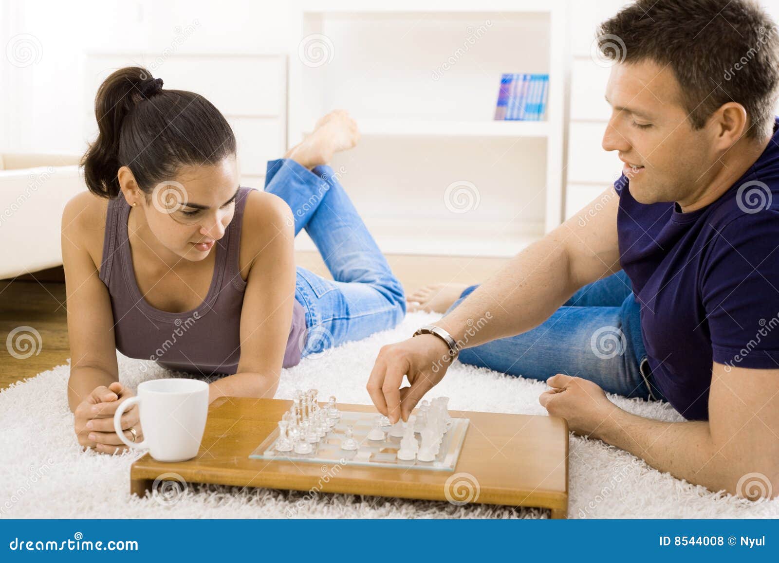 Couple playing chess stock photo. Image of affairs, home - 8544008
