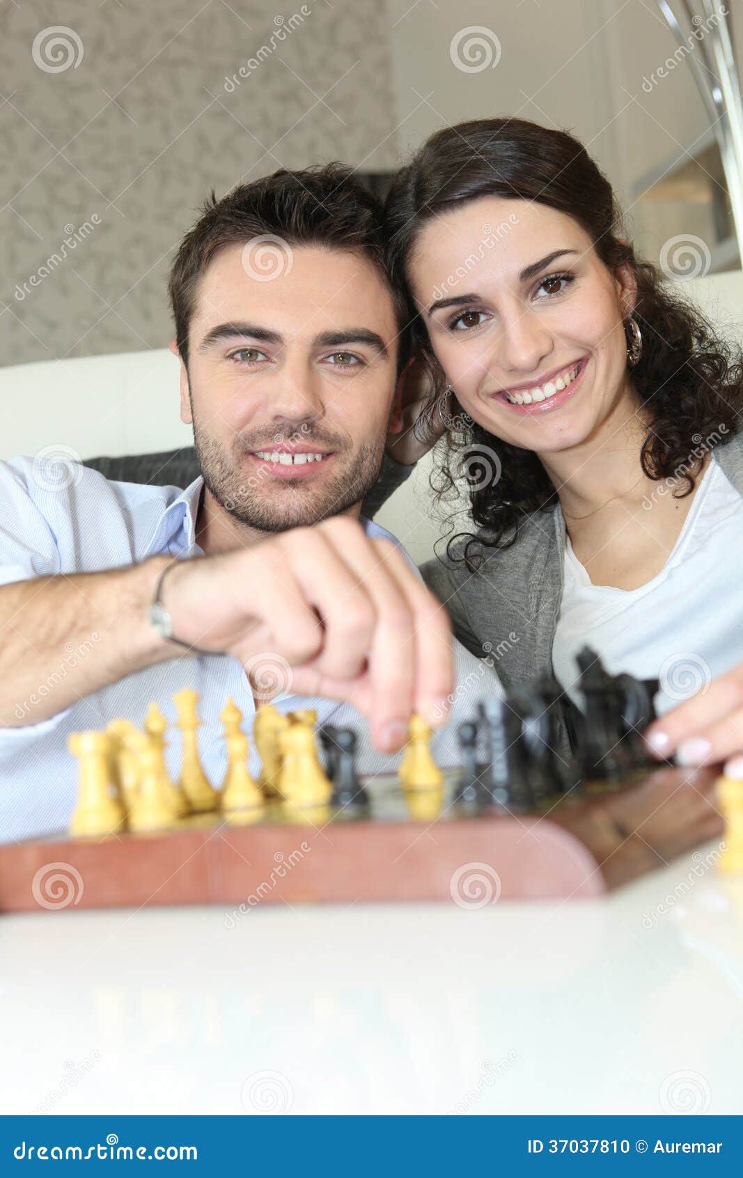 Couple playing chess stock photo. Image of intelligence - 37037810