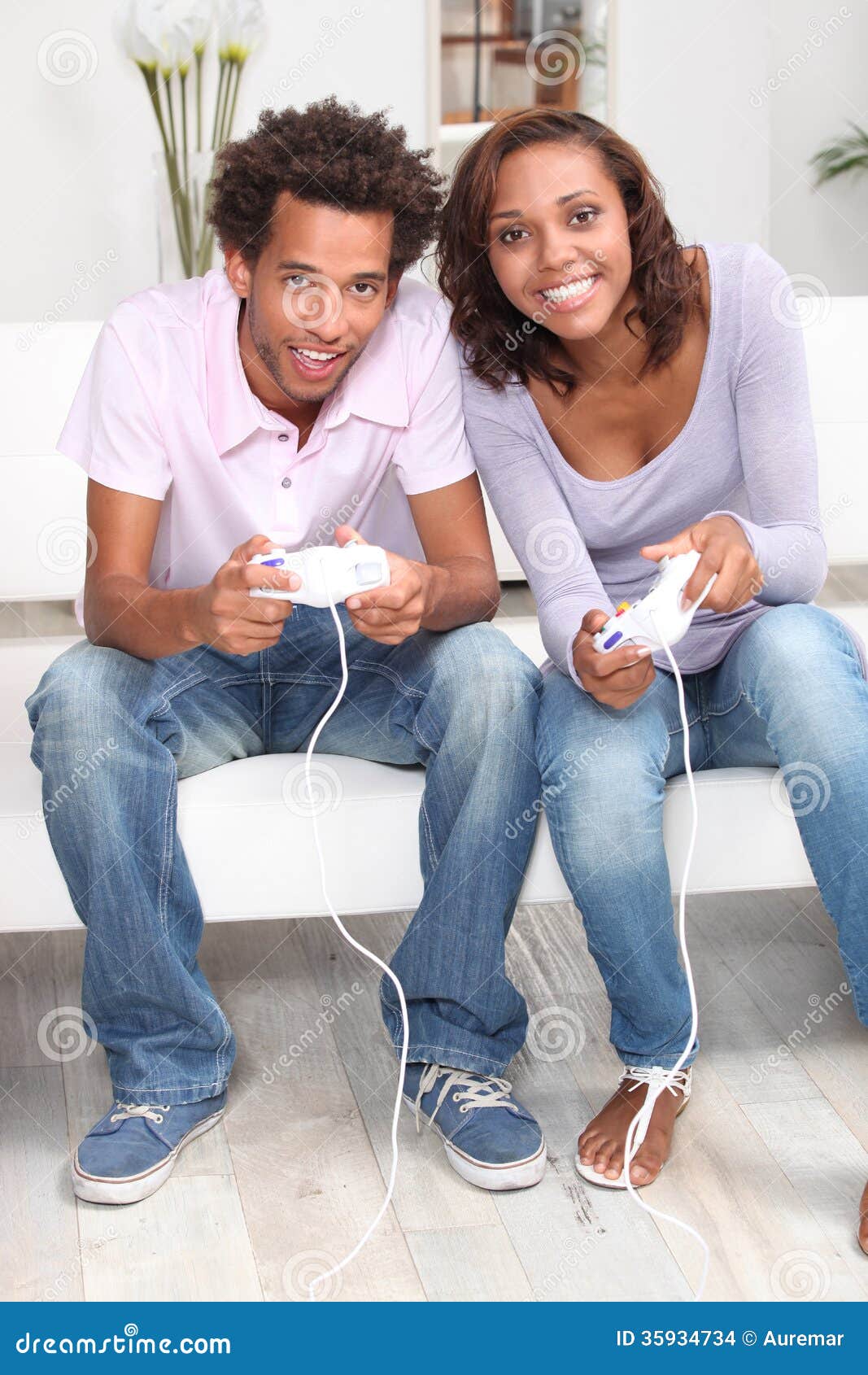 Couple Playing Computer Games Stock Photo - Image of husband ...