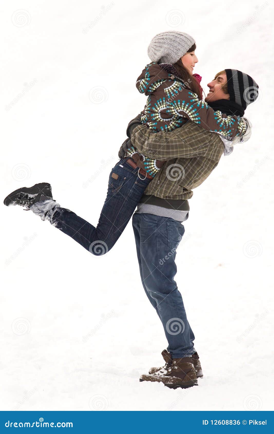 Couple playing in snow stock photo. Image of girlfriend - 12608836