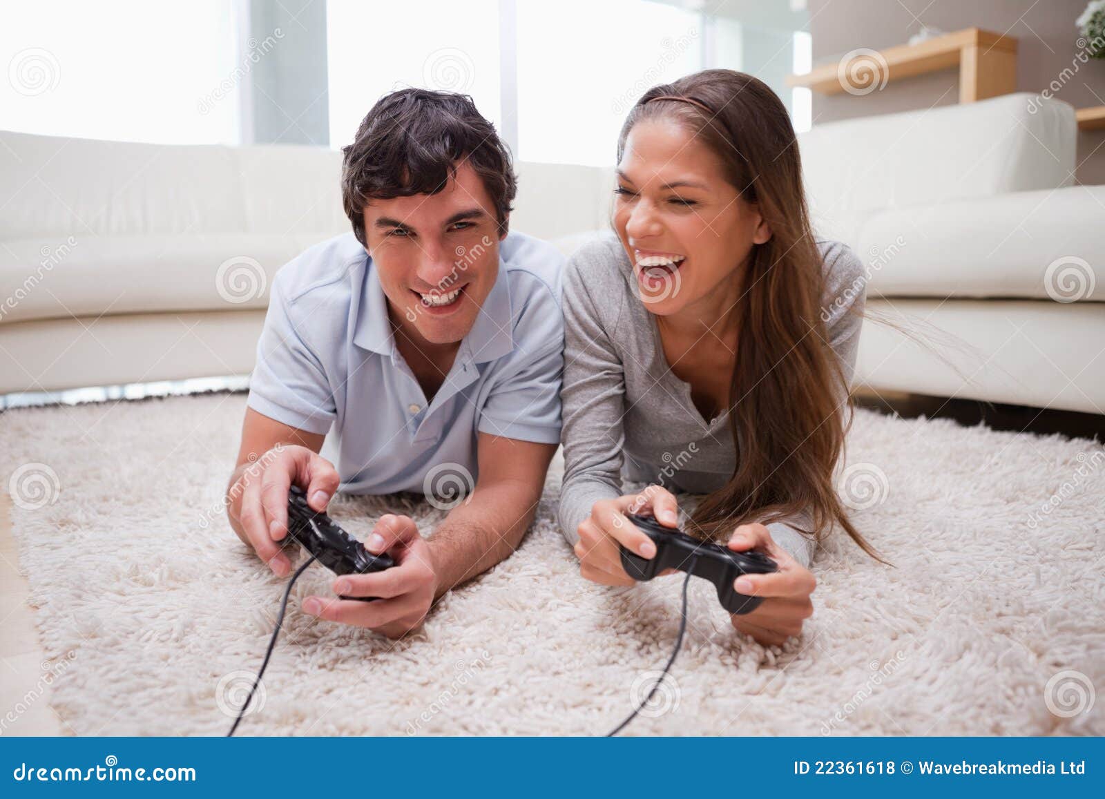 Couple Playing Video Games Together Stock Photo - Image of excited ...