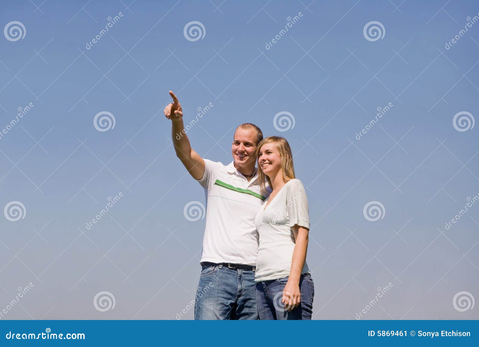 Couple Pointing stock image. Image of adults, happiness - 5869461
