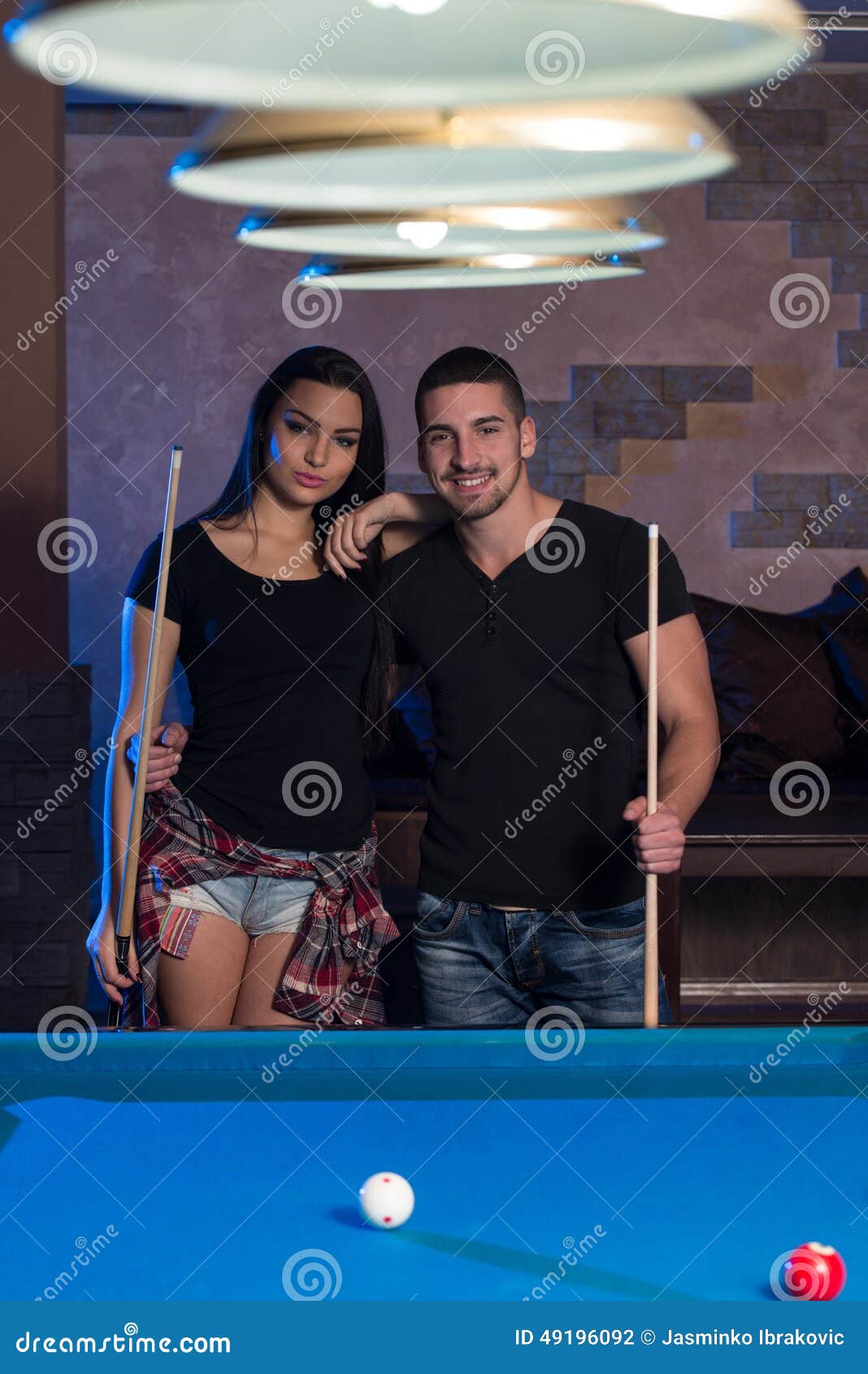 Couple Pool Player stock photo. Image of gathering, game - 49196092
