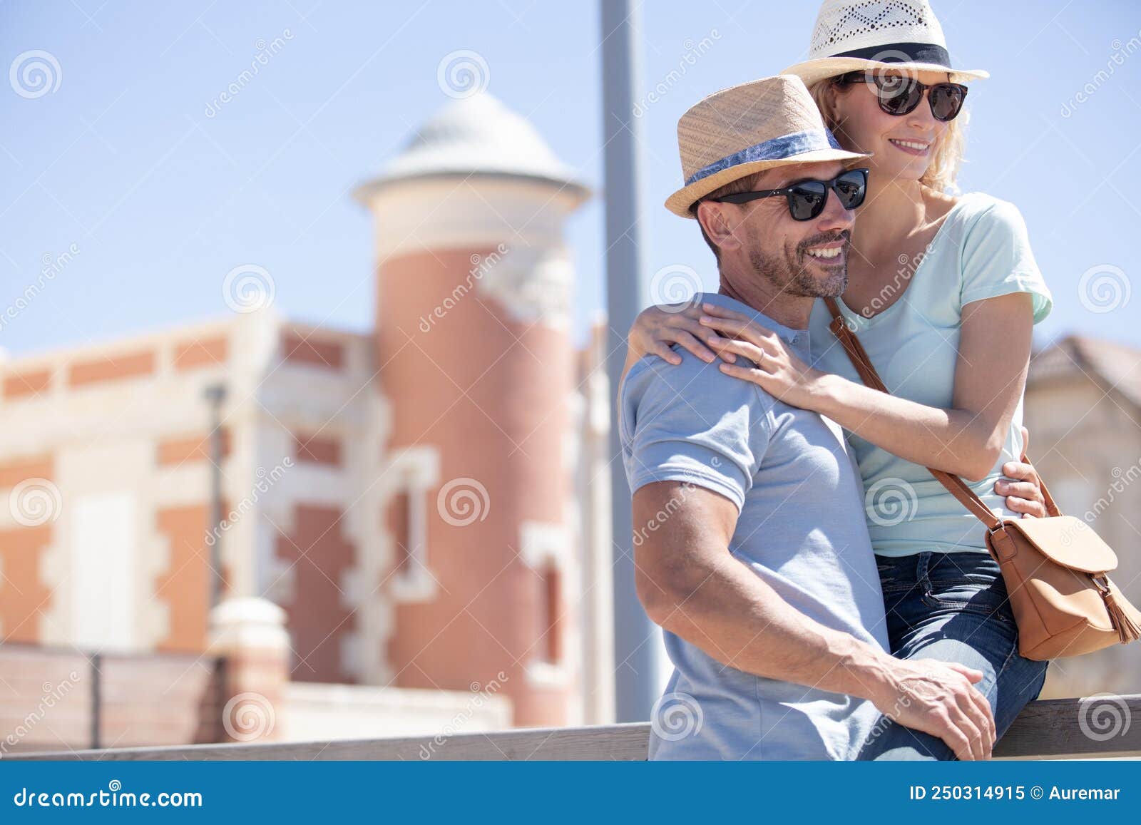 Couple Pose with Architectural Monument in Background Stock Image ...