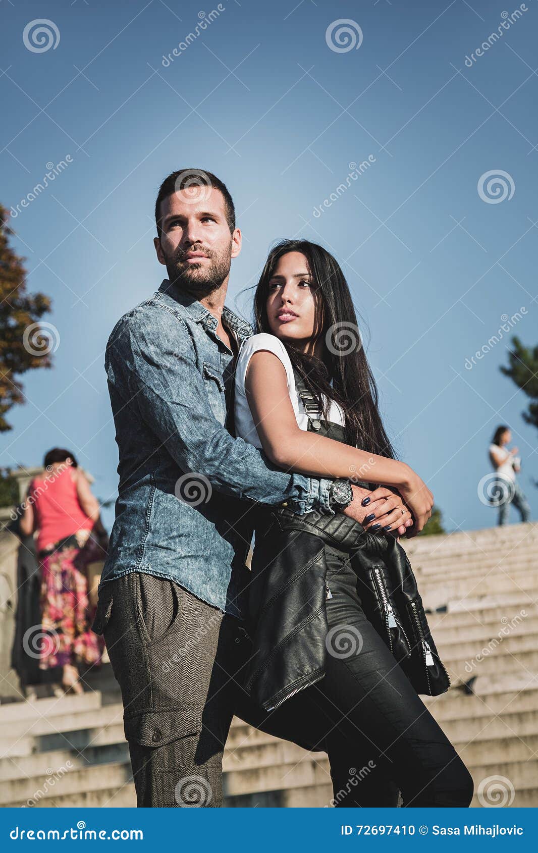 Couple Posing Together on the Stairs Stock Photo - Image of happiness ...