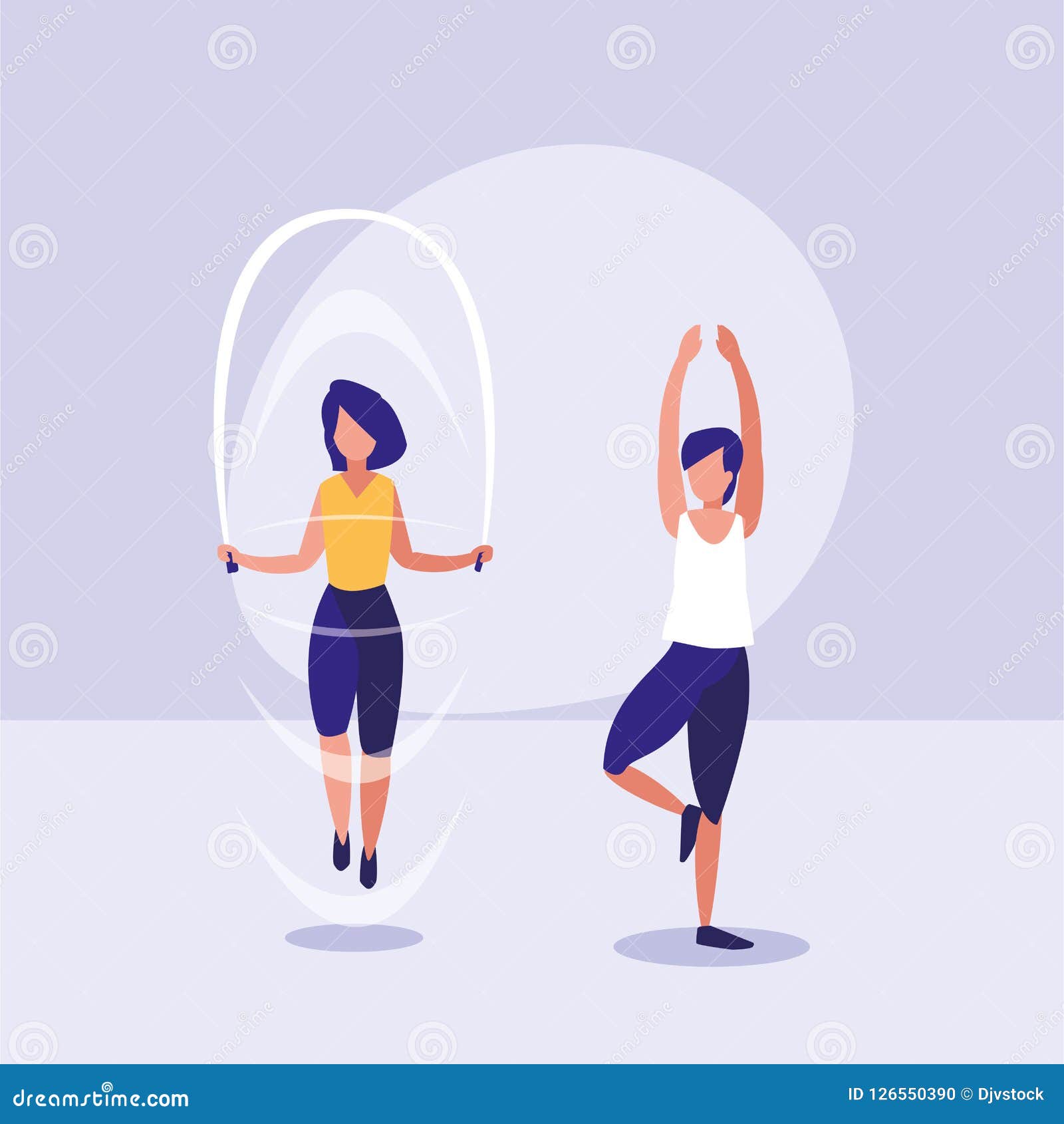 Couple Practicing Exercise Avatar Character Stock Vector - Illustration ...