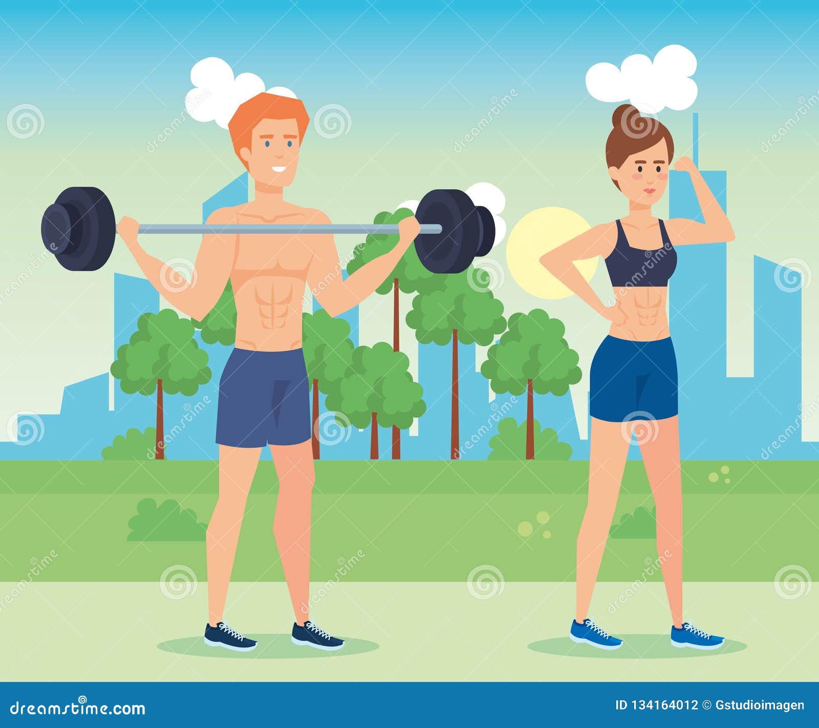 Couple Practicing Exercise Character Stock Vector - Illustration of ...