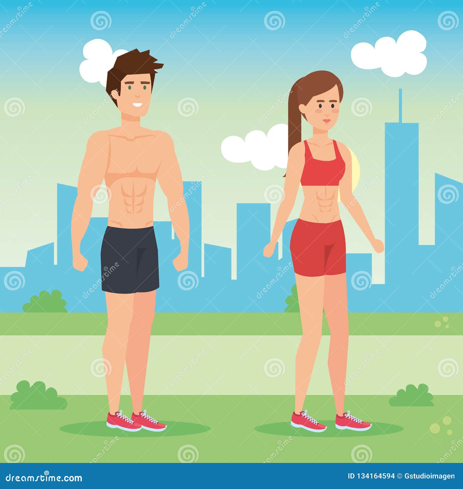 Couple Practicing Exercise Character Stock Vector - Illustration of ...