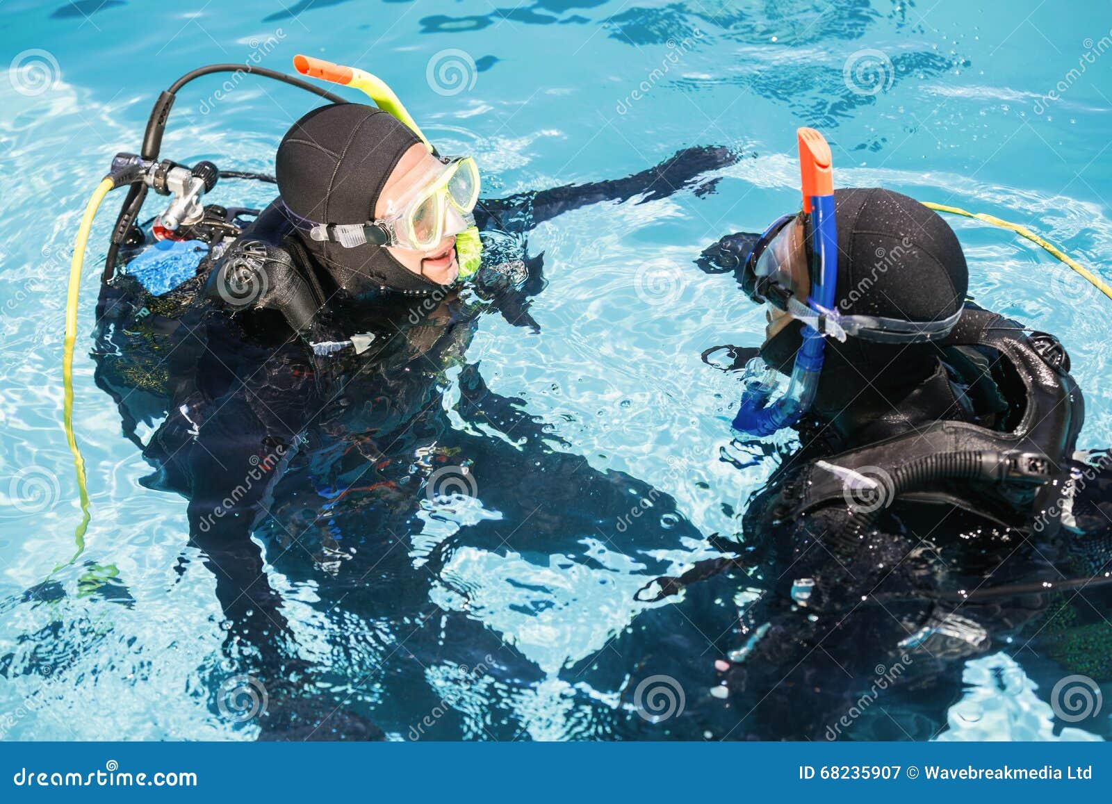 Couple Practicing Scuba Diving Together Stock Image - Image of hobbies ...