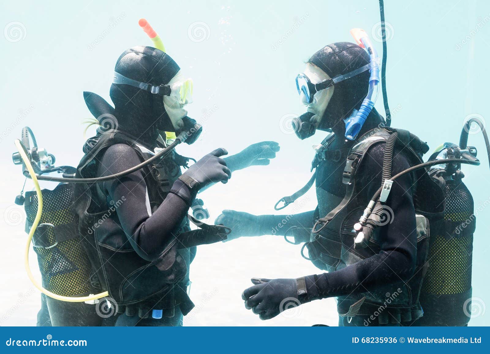 Couple Practicing Scuba Diving Together Stock Photo - Image of adult ...