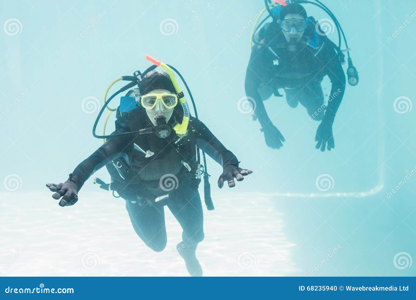 Couple Practicing Scuba Diving Together Stock Photo - Image of diving ...