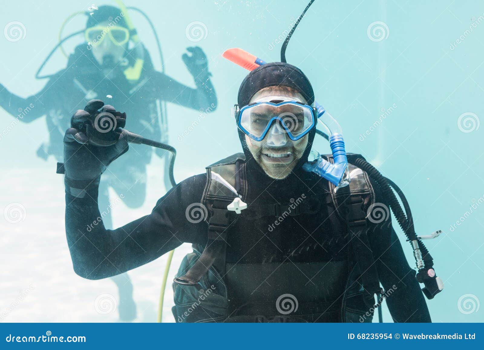 Couple Practicing Scuba Diving Together Stock Photo - Image of ...