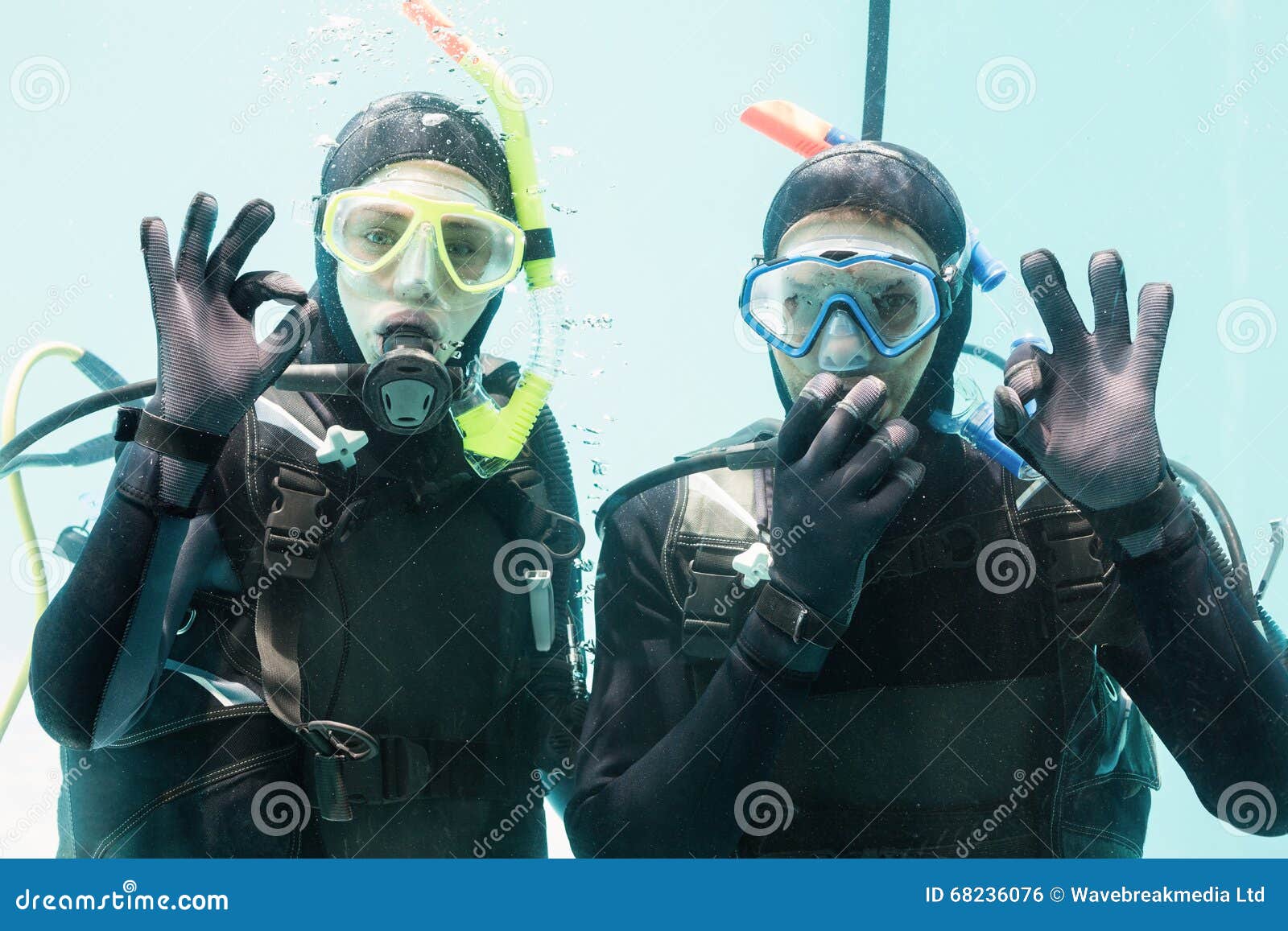 Couple Practicing Scuba Diving Together Stock Photo - Image of people ...