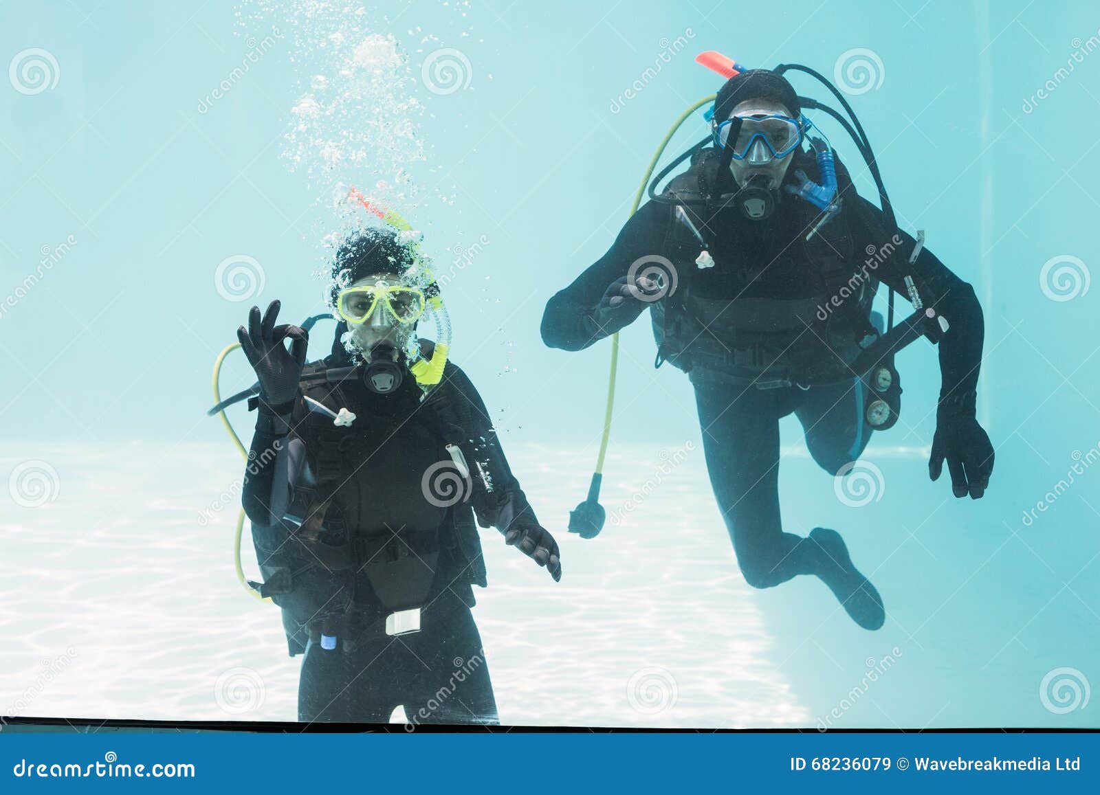 Couple Practicing Scuba Diving Together Stock Image - Image of activity ...