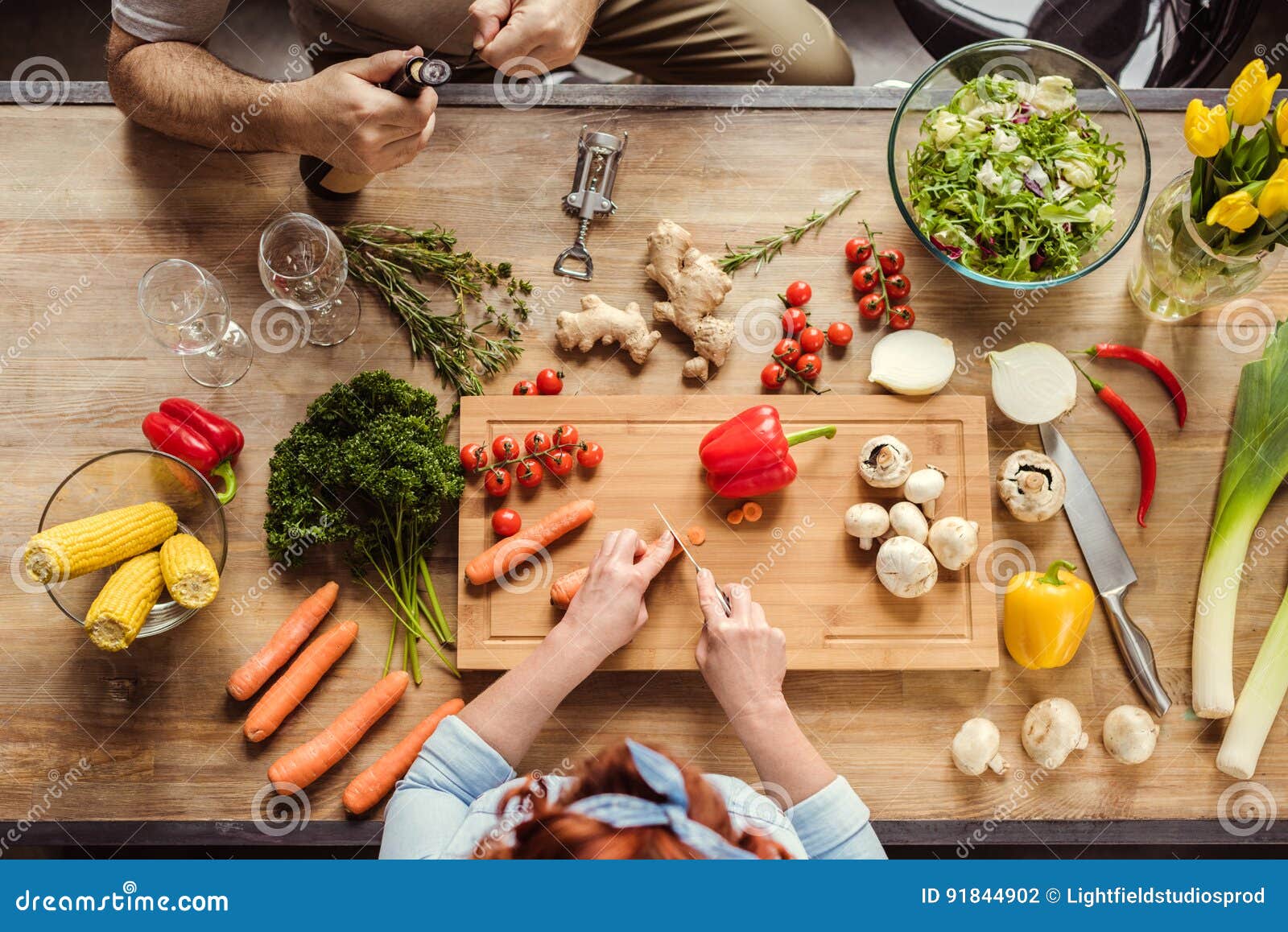 Couple preparing dinner stock photo. Image of healthy - 91844902