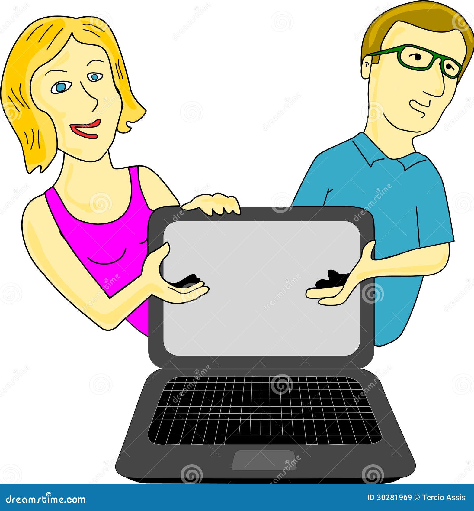 Computer Ad stock vector. Illustration of female, businessman - 30281969