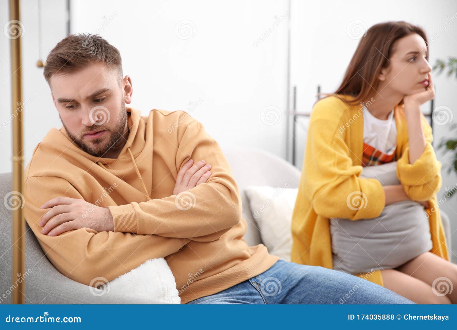 Couple with Problems in Relationship at Home Stock Photo - Image of ...