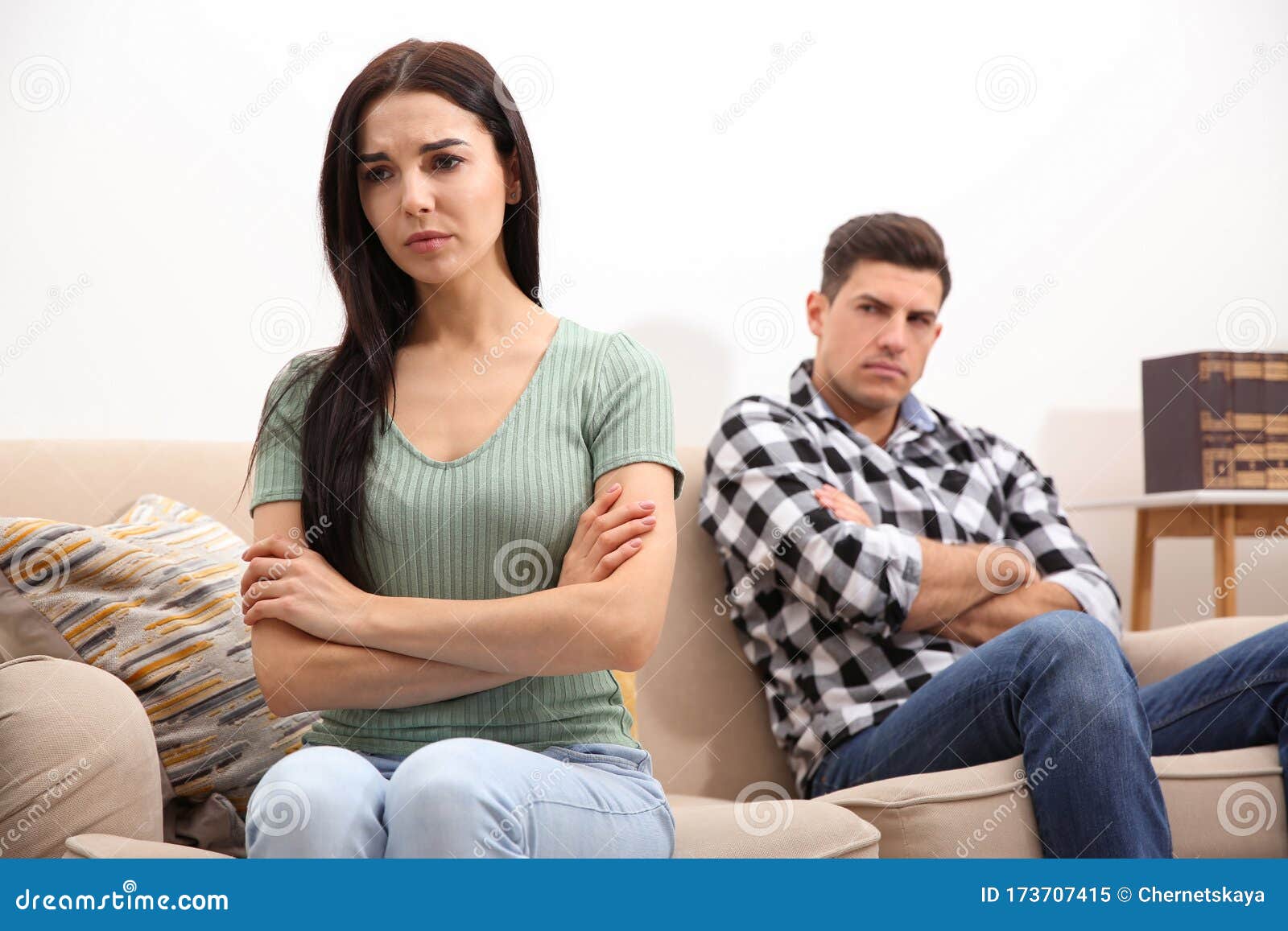 Couple with Problems in Relationship at Home Stock Image - Image of ...