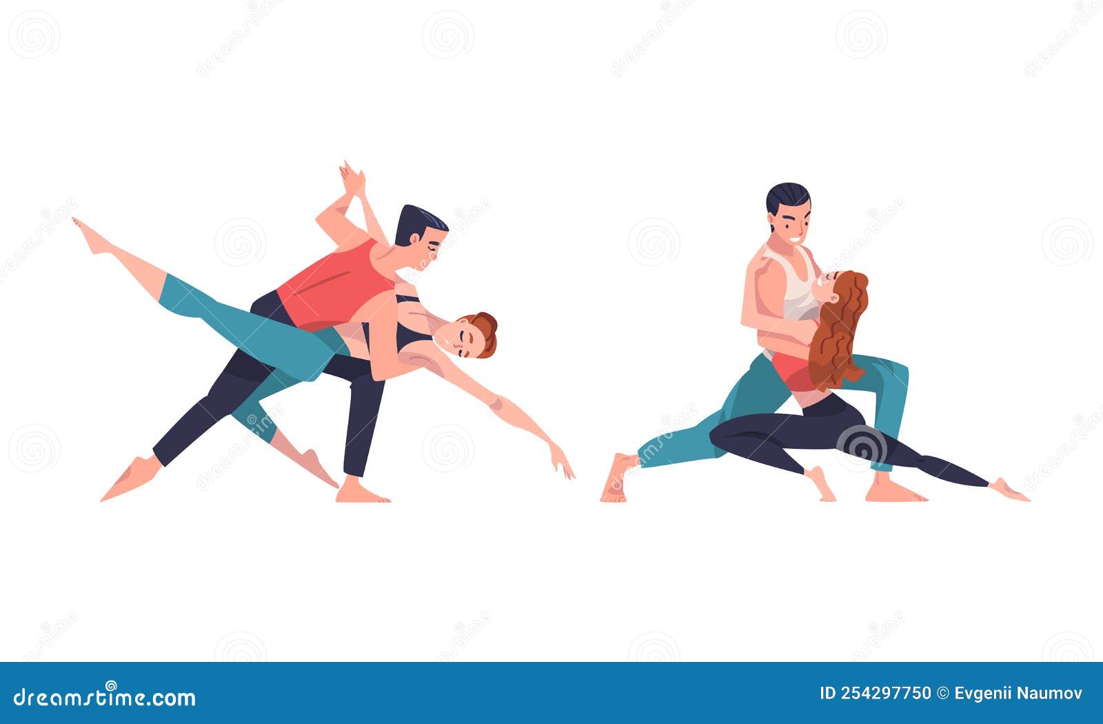 Couple of Professional Dancers Training and Exercising in Studio ...