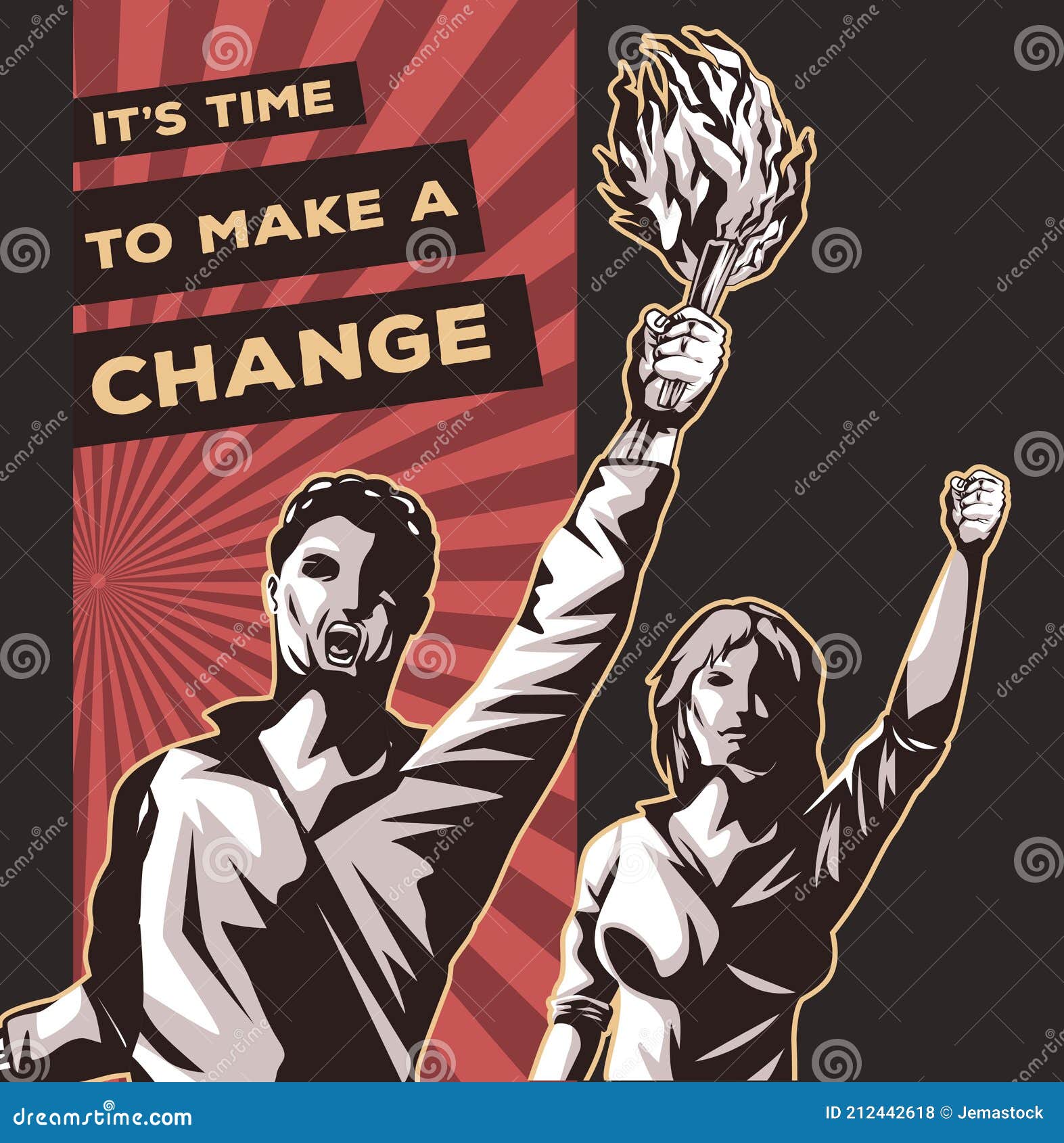 Couple Protesting Characters Stock Vector - Illustration of riot ...