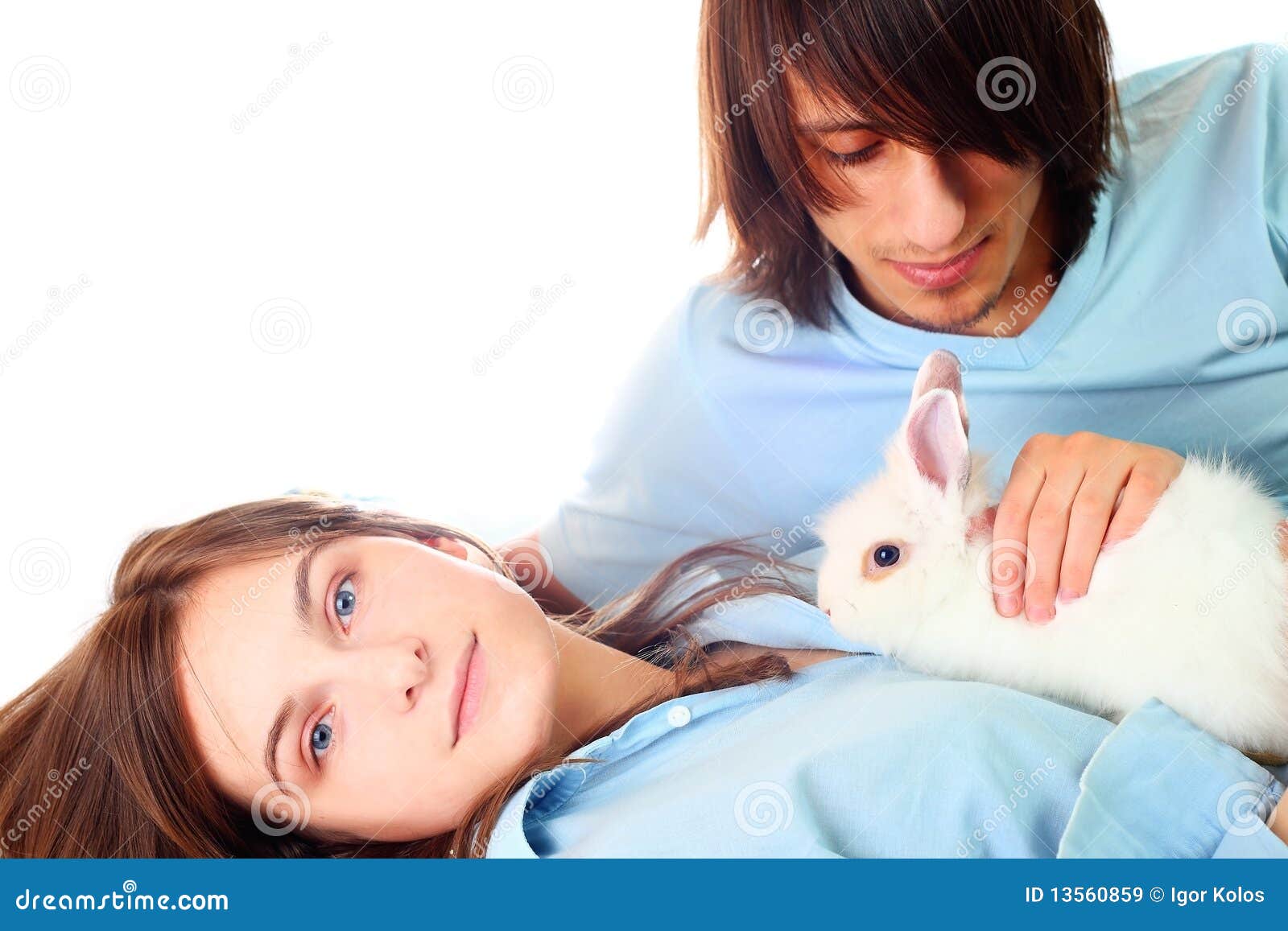 Couple and rabbit stock image. Image of girls, beauty - 13560859