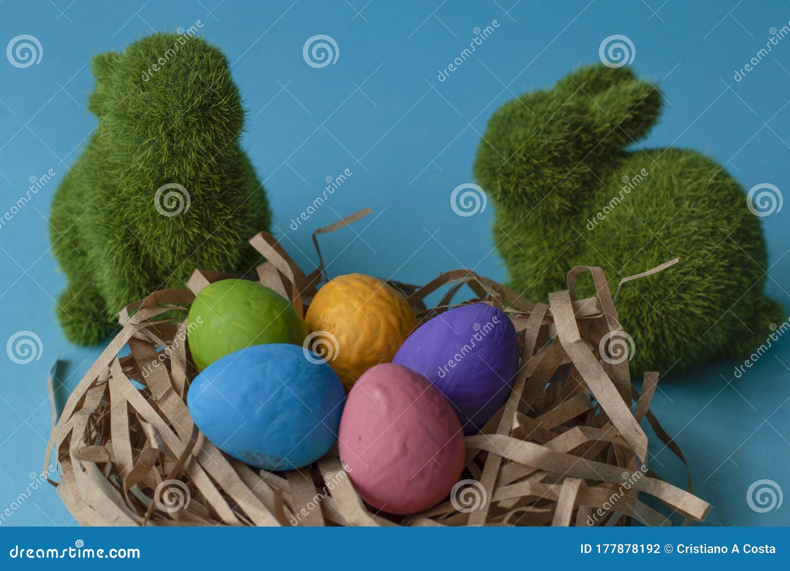 Couple of Rabbits and Easter Eggs Stock Photo - Image of easter ...