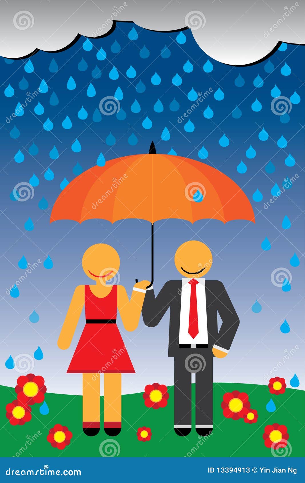 Couple in rain stock vector. Illustration of couple, suit - 13394913