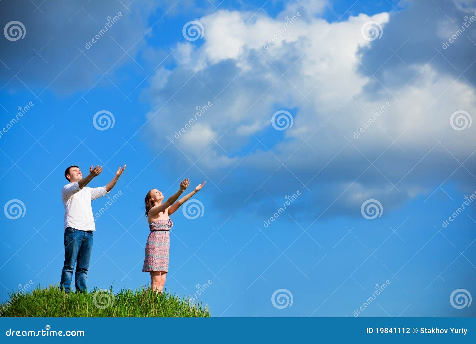 Couple reach out to sun stock photo. Image of blue, relaxed - 19841112