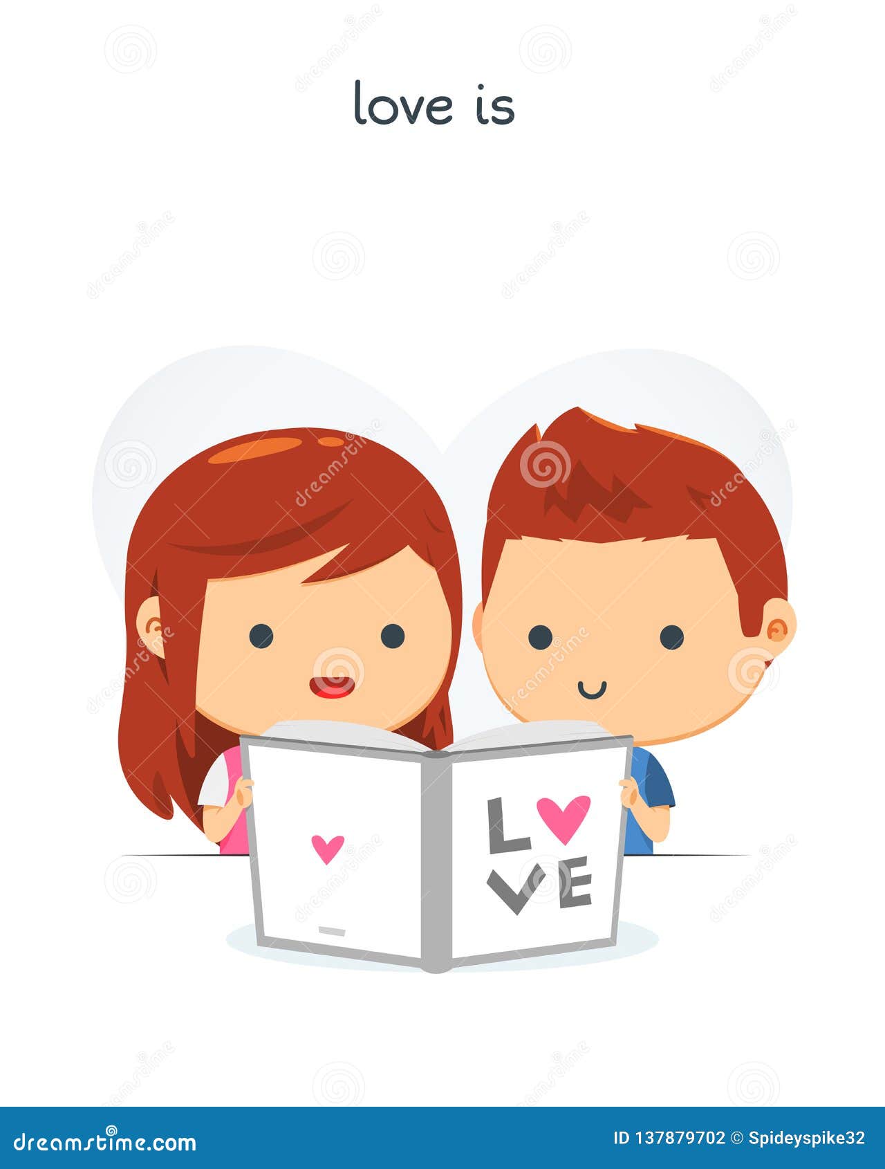 A Couple Read Book Together Stock Illustration - Illustration of child ...