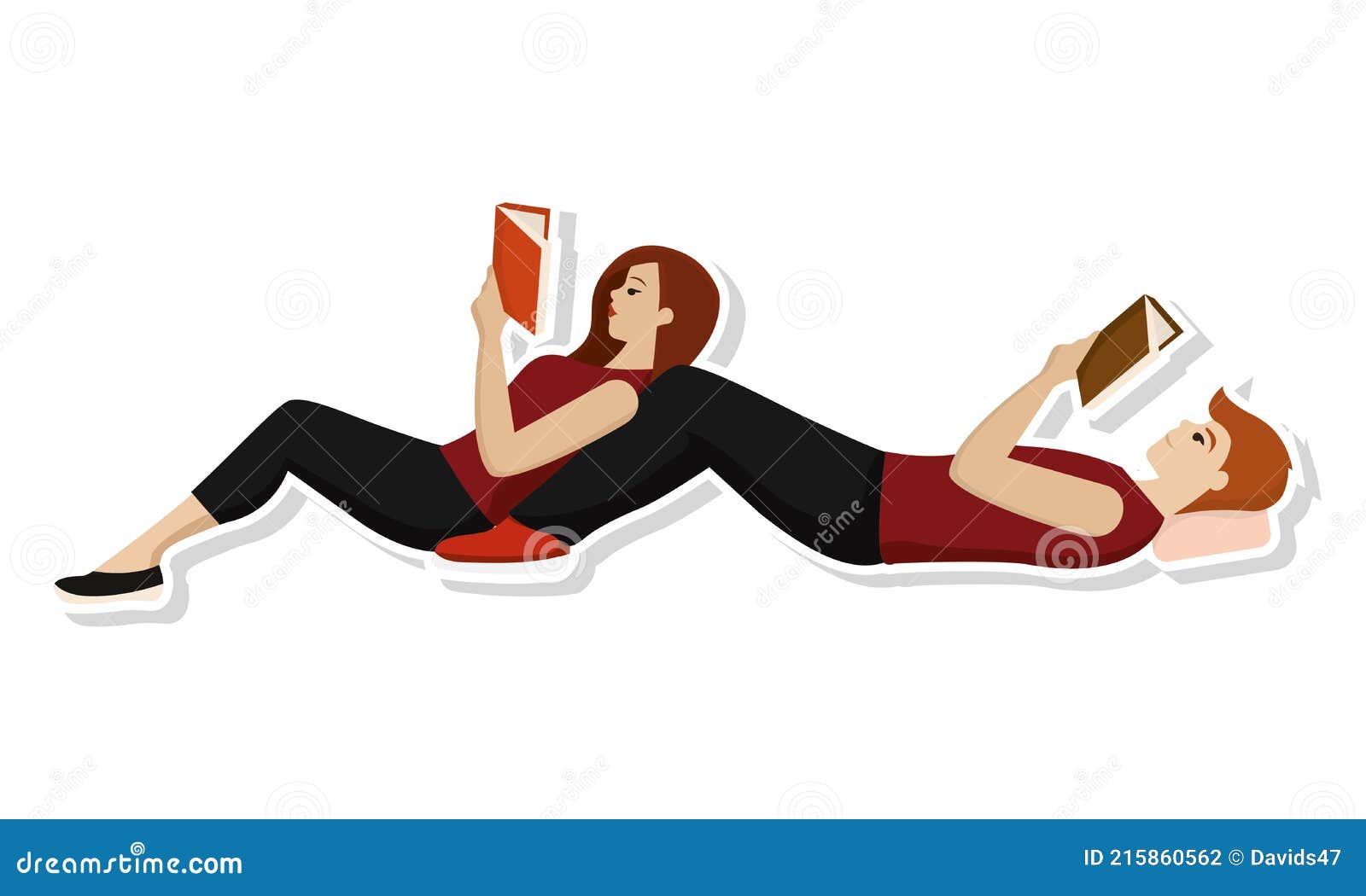 Couple Reading Books Stock Vector Illustration Of Woman 215860562