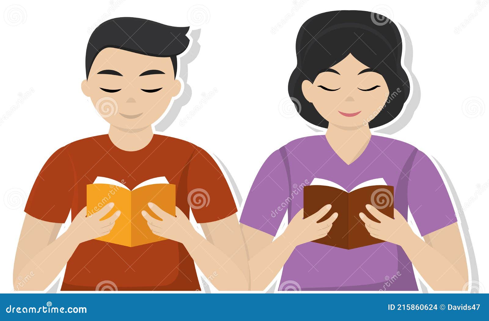 Couple reading books stock vector. Illustration of family - 215860624
