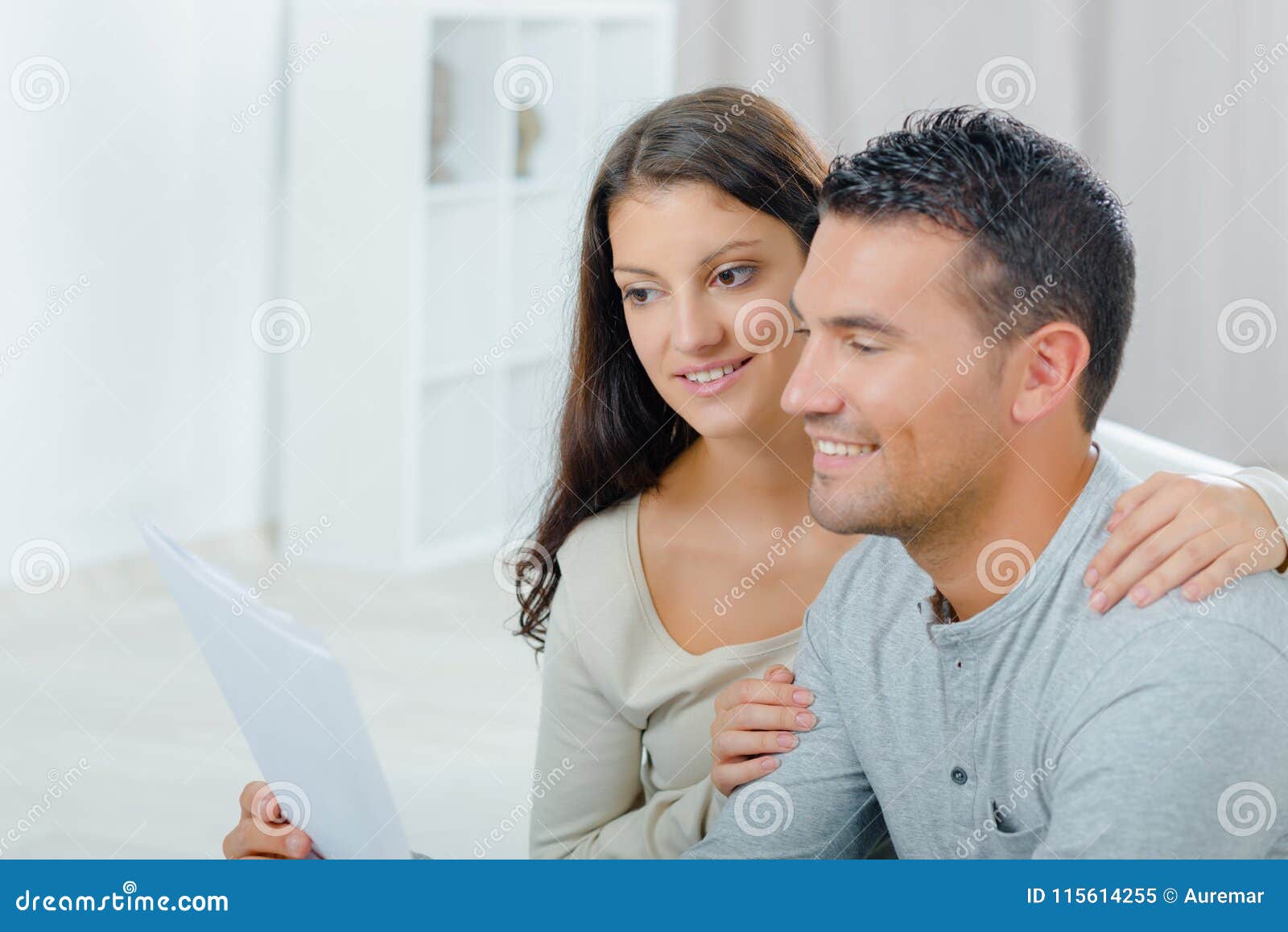 Couple reading a letter stock image. Image of wife, friend - 115614255