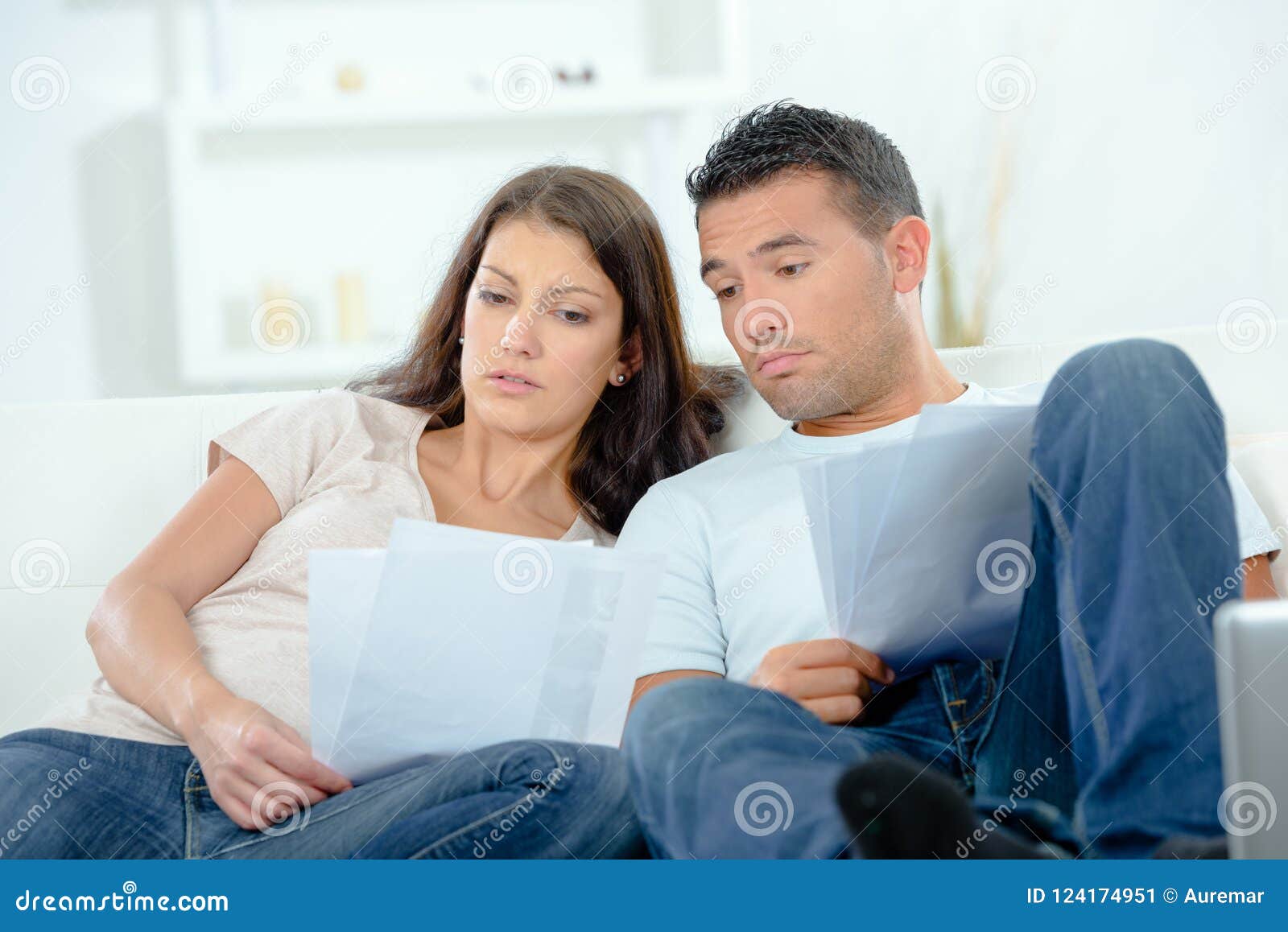 Couple reading the letters stock image. Image of expression - 124174951