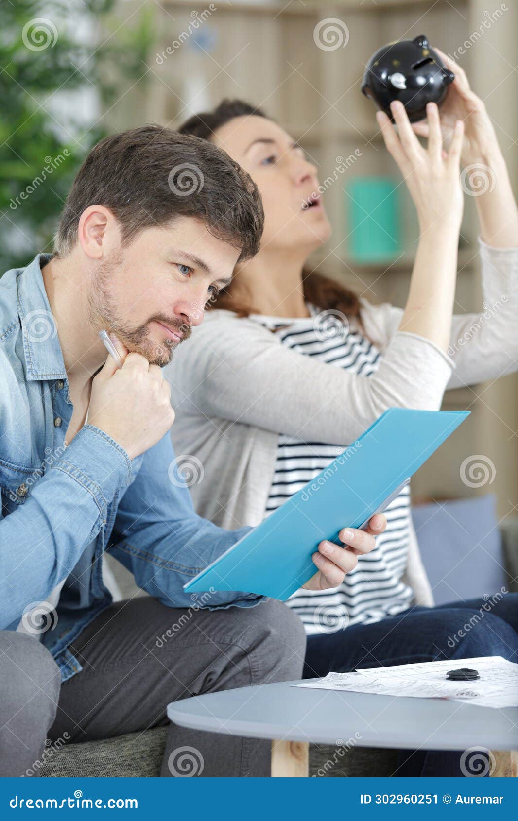 Couple Reading Mail and Checking Accountancy Stock Image - Image of ...