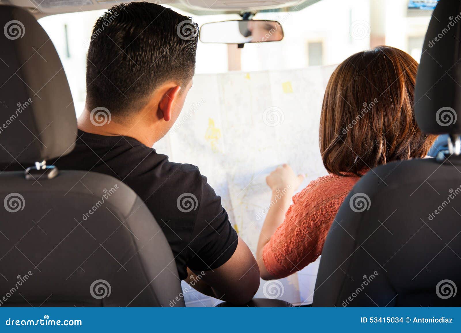 Couple Reading Map on a Car Stock Photo - Image of adult, rear: 53415034