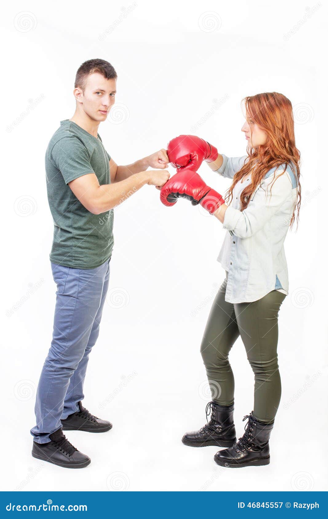 Couple ready for fight stock image. Image of friends - 46845557