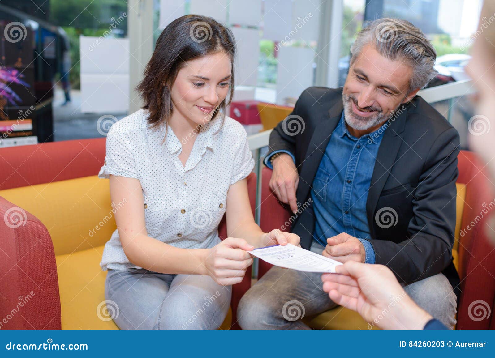 Couple receiving note stock image. Image of home, note - 84260203