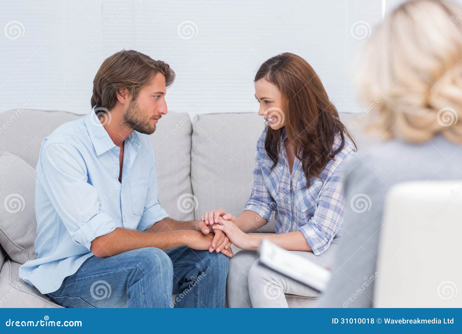 Couple Reconciling on the Couch Stock Photo - Image of mental, female ...