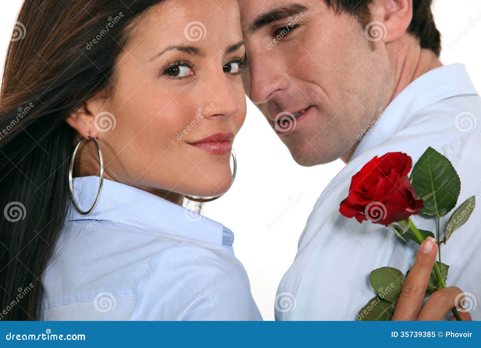 Couple with a red rose stock image. Image of giving, beautiful - 35739385