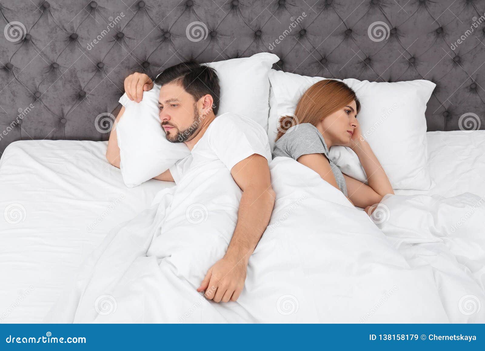 Couple with Relationship Problems in Bed Stock Image - Image of male ...