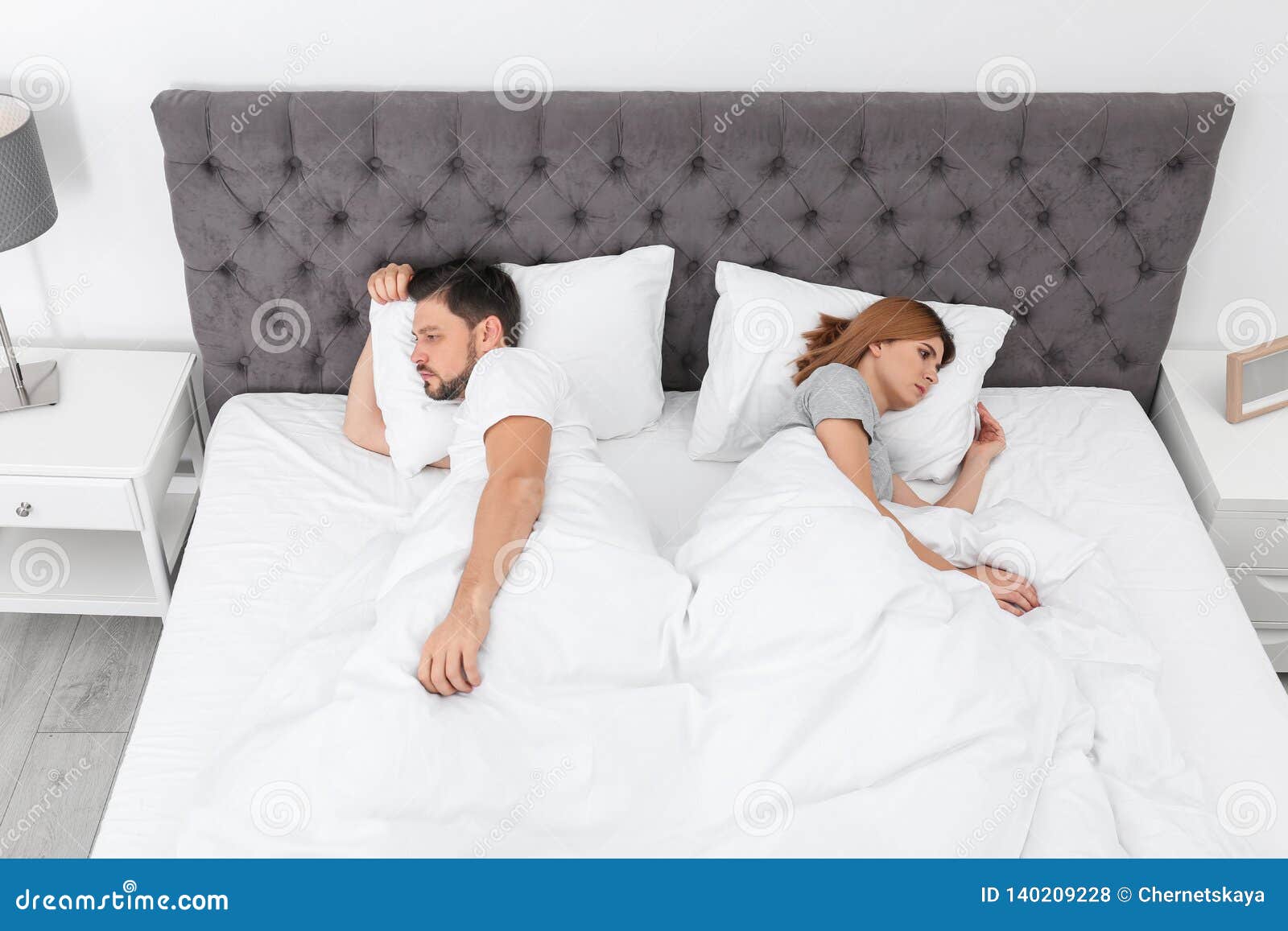 Couple with Relationship Problems in Bed Stock Photo - Image of home ...