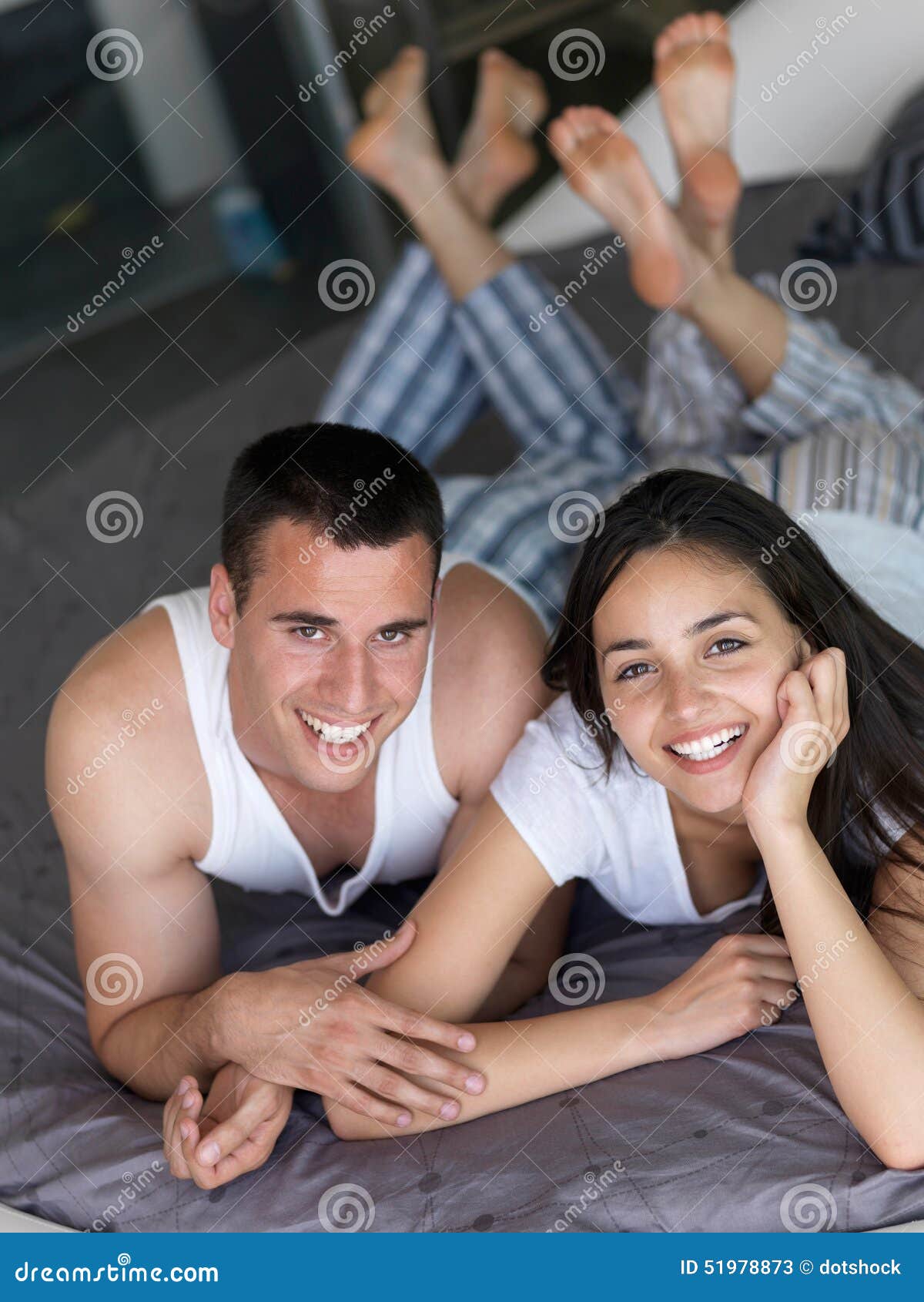 Couple Relax and Have Fun in Bed Stock Image - Image of adult, people ...