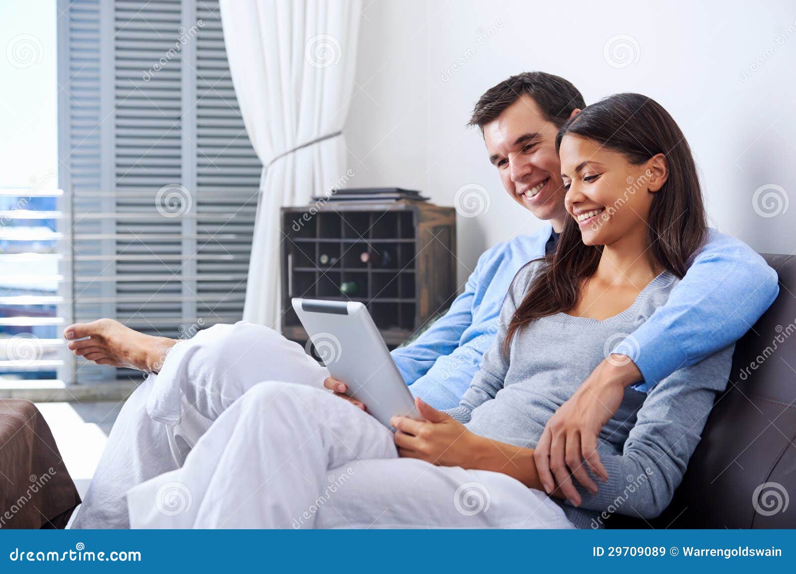 Couple reading at home stock image. Image of happiness - 29709089