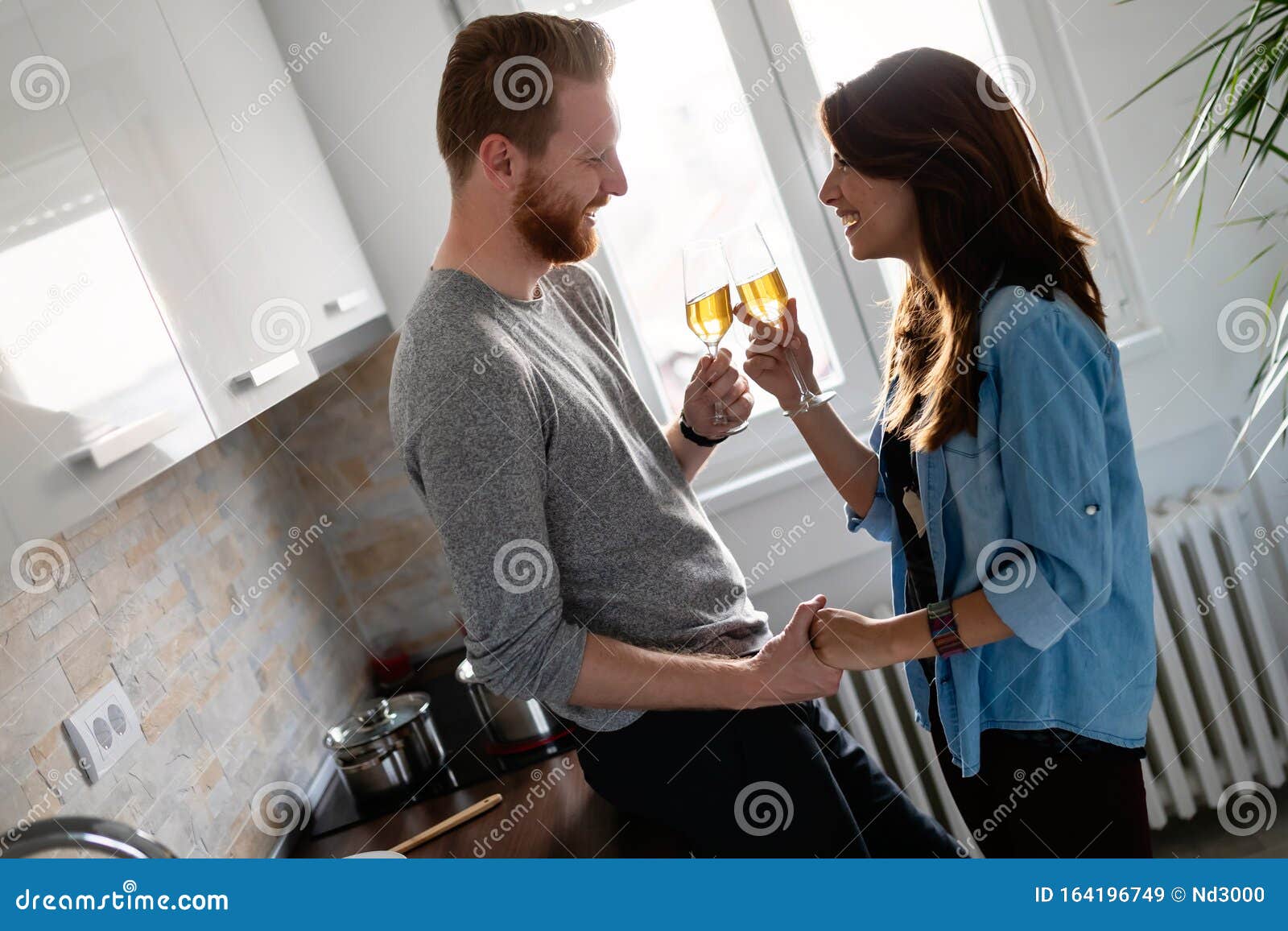 Happy Couple Relaxing and Spending Time Together at Home Stock Image ...