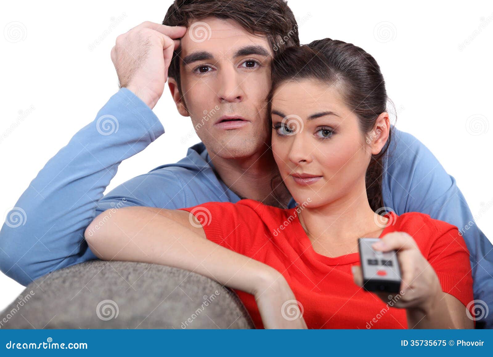 Couple with a Remote Control Stock Image - Image of people, technology ...