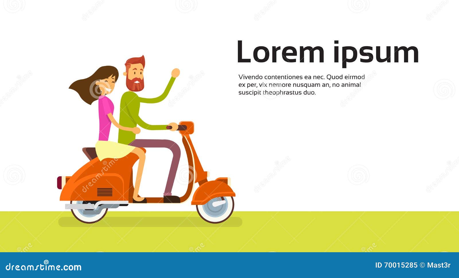 Couple Ride Motorcycle Scooter Flat Stock Vector - Illustration of ...